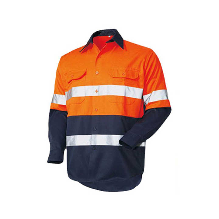 Customized Logo Hi Vis 100% Cotton Color Block Ripstop Work Wear Reflective Uniforms Work Safety ...