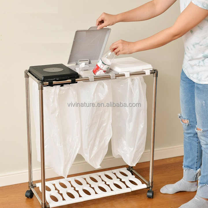 Garbage Recycle Sorter with Wheels - 2 to 4 Compartment Cart