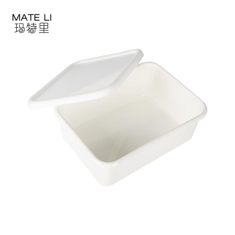 Vintage 1.7L Compact Enamel Food Storage Container Rectangular Bento ...