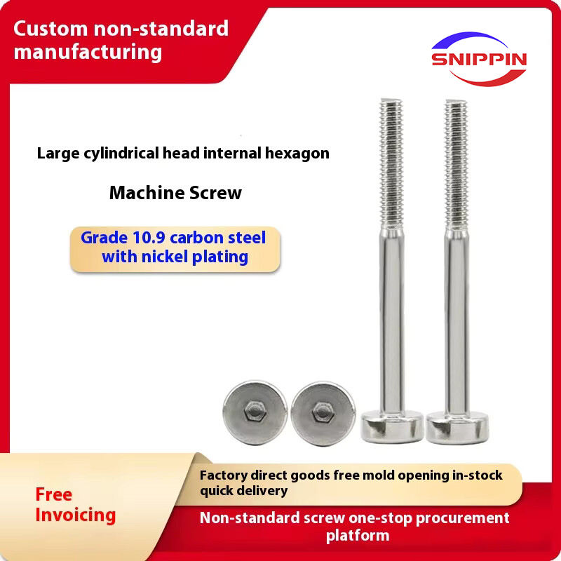 Grade 10.9 Galvanized Hex Socket Steel Screws M3 M4 Large Head Large ...