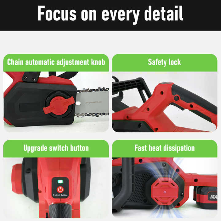 12" Rechargeable Chainsaw with Brushless Motor Self-Lubricating and ...