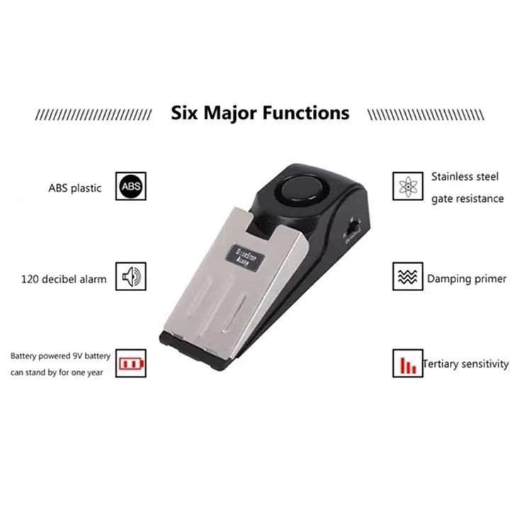 120 Db Wireless Door Stop Alarm - Security Door Wedge