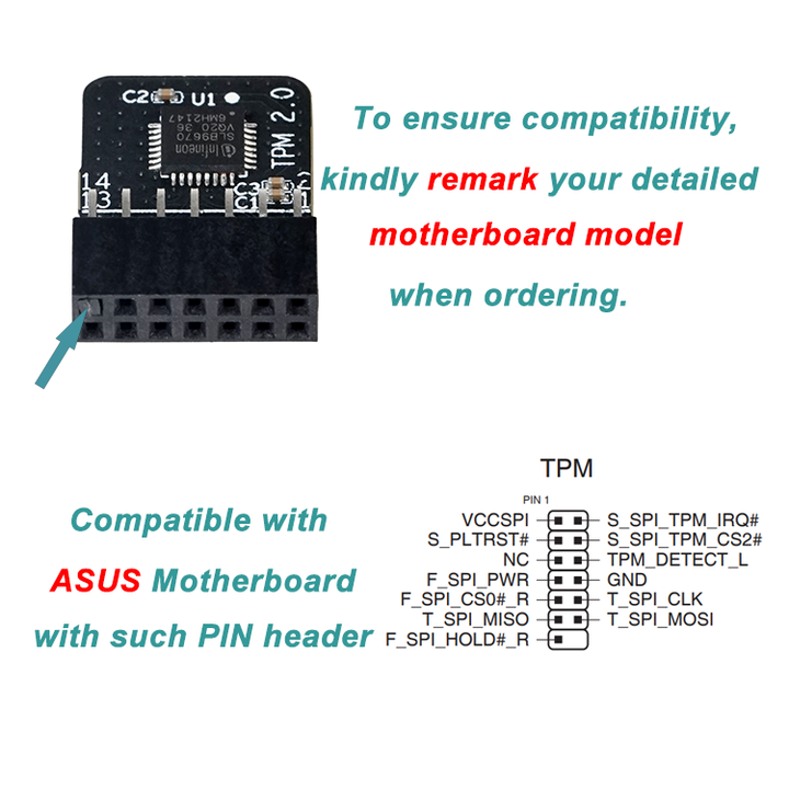 ASUS Motherboard TPM 2.0 Module - Trusted Platform Security