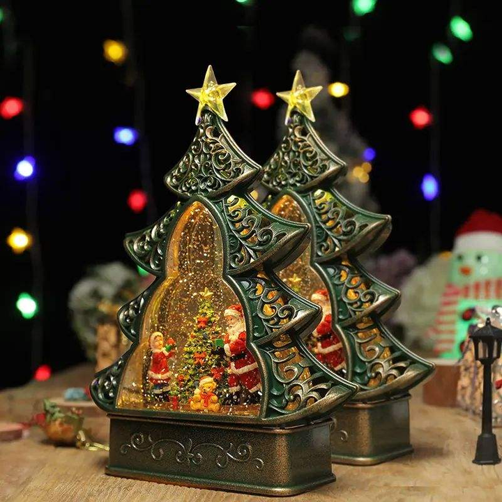 Christmas Decoration Music Box & Night Light Tree Shaped Musical Snow ...