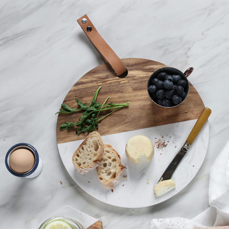 Home & Living Quartz Stone Cutting Board cheese food platter white ...