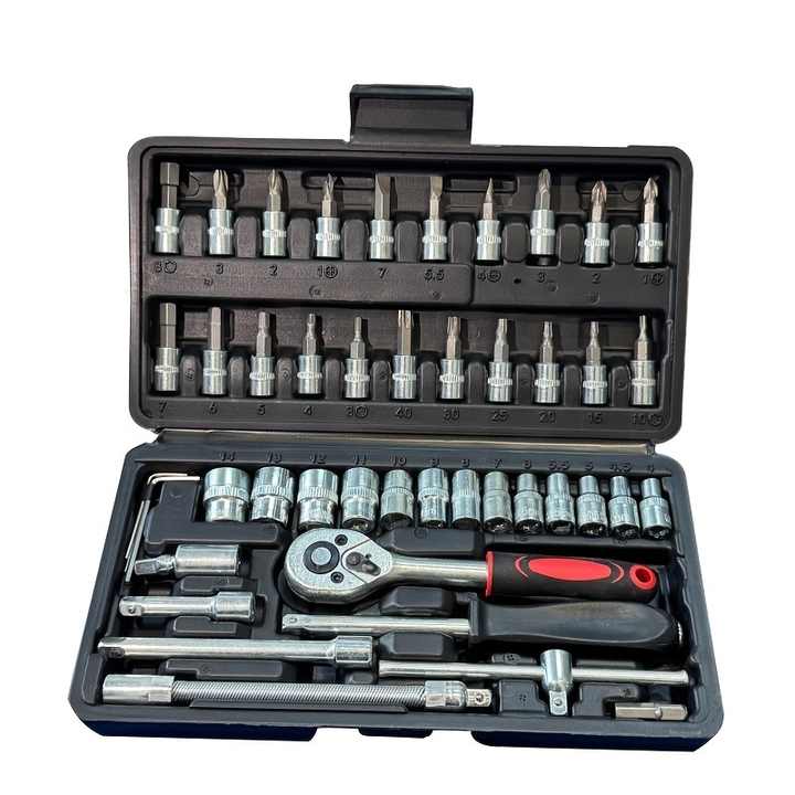OEM 46-Piece 1/4\" Drive Metric Socket Wrench Set Reversible Ratchet ...