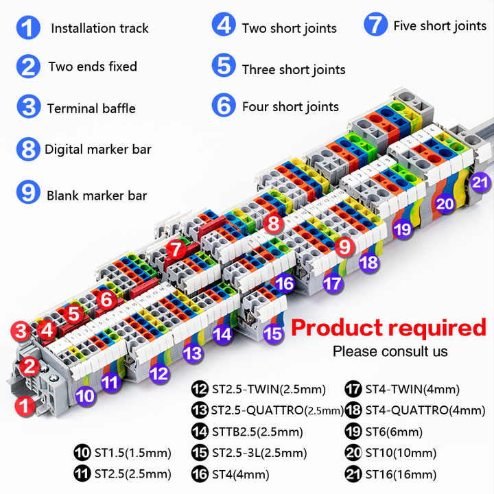 JST 2.5 Blue Din Rail Spring Terminal Block - Reliable Wire Connecting