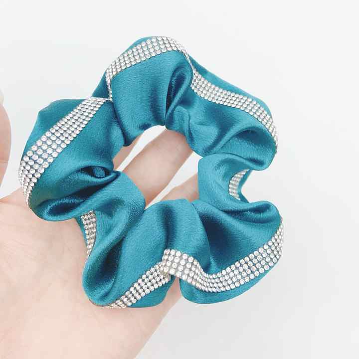 Fashionable Diamond Trimmed Satin Scrunchie Minimalist Design Super ...