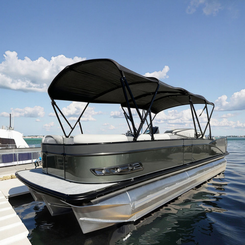 Kinlife 2026 New 25ft Aluminum Leisure Pontoon Boat with Double Bimini ...