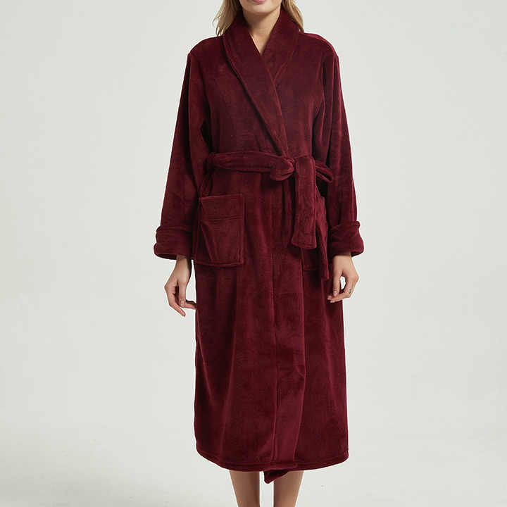 Unisex Solid Micro Flannel Fleece Robes Women Warm Bathrobe| Alibaba.com