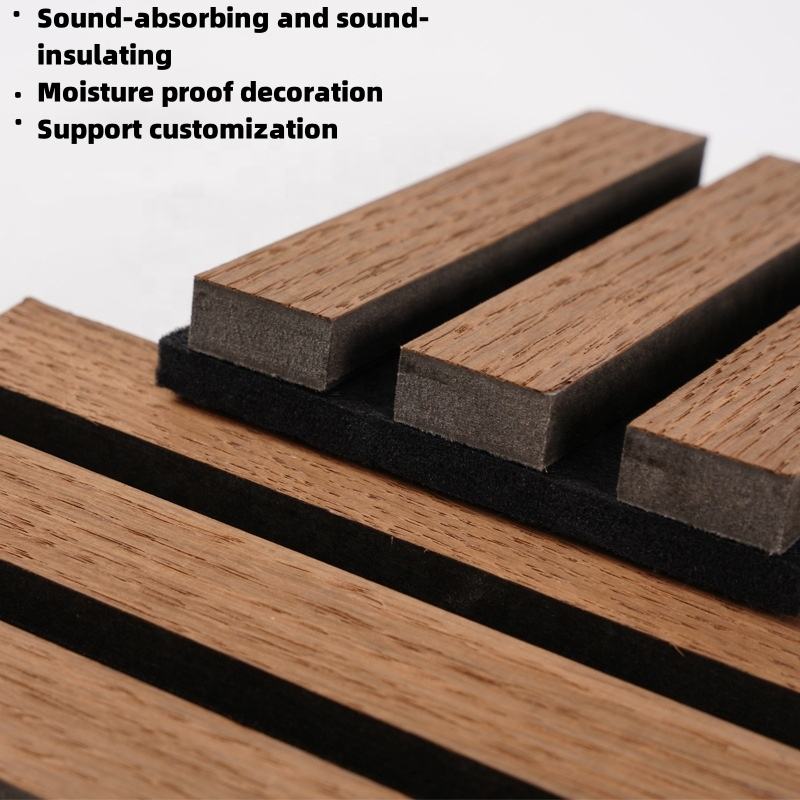 Wood Veneer Acoustic Wall Panel Slat Design Sound Absorbing Soundproof ...