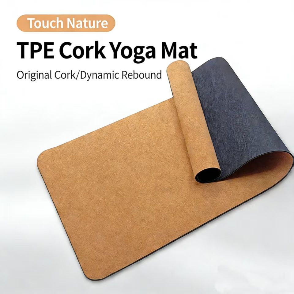 Gym Natural Cork Rubber Mat Shock-Absorbing Anti-Slip Exercise Buffer ...