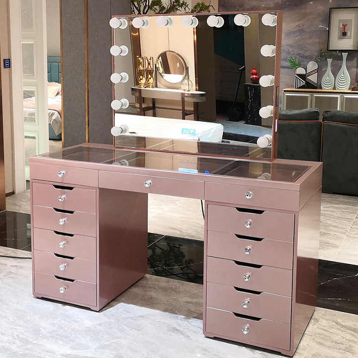American White Dressing Table Lighted Mirror Modern Commercial Chest ...