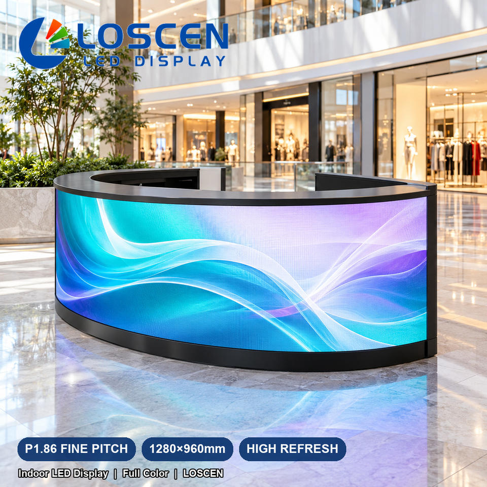 P1.86 Curved LED Retail Promotion Counter 1280x960mm Full Color Store ...