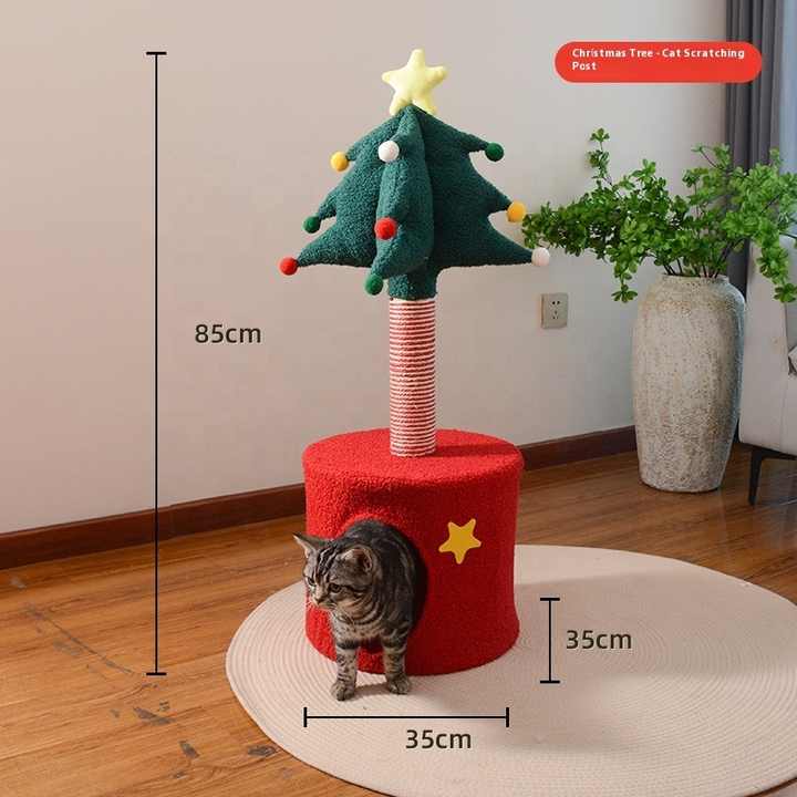 Modern Christmas Tree Cat Tree Tower Cute Durable Wood Cat Climbing ...