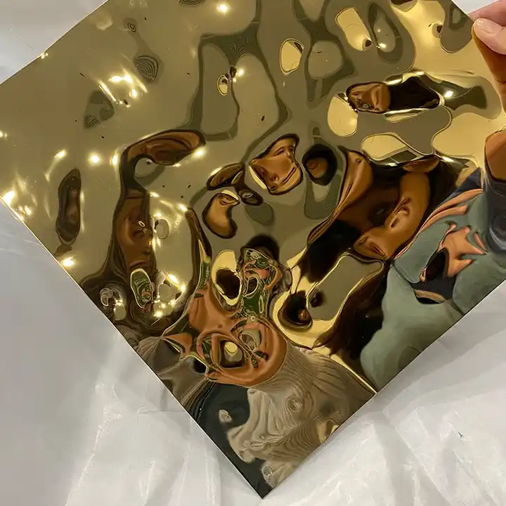 Golden Water Ripple Mirror Stainless Steel Sheet for Luxury Hotel Lobby ...