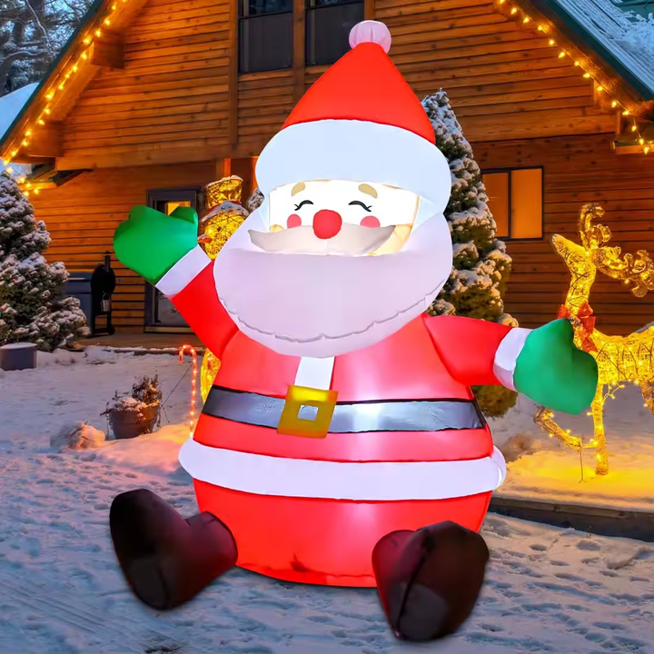 5 FT Christmas Outdoor Inflatable Santa Claus Sitting Santa with LED ...