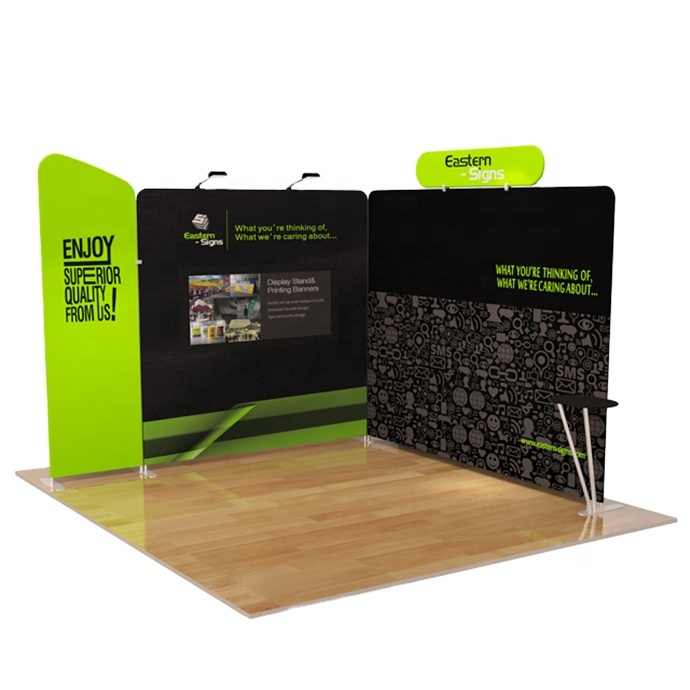 Portable 10x10 Trade Show Booth with TV Stand - Eastern Signs