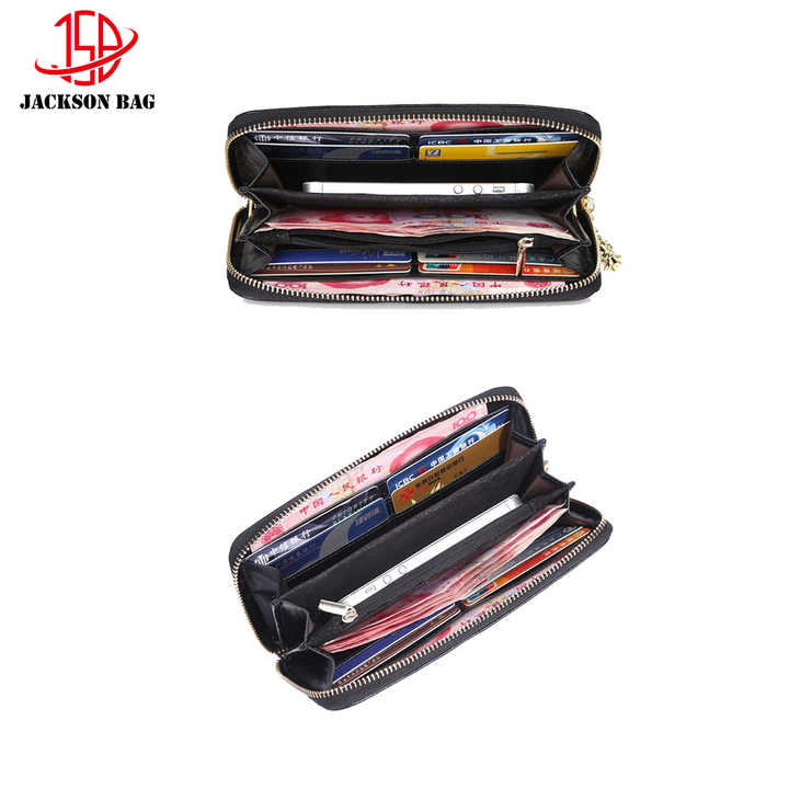 Debossed Logo Design Long Big Wallet - Women's Card Holder
