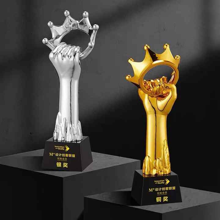 Wholesale Custom Gold Silver Bronze Crystal Resin Crown Trophy Awards ...