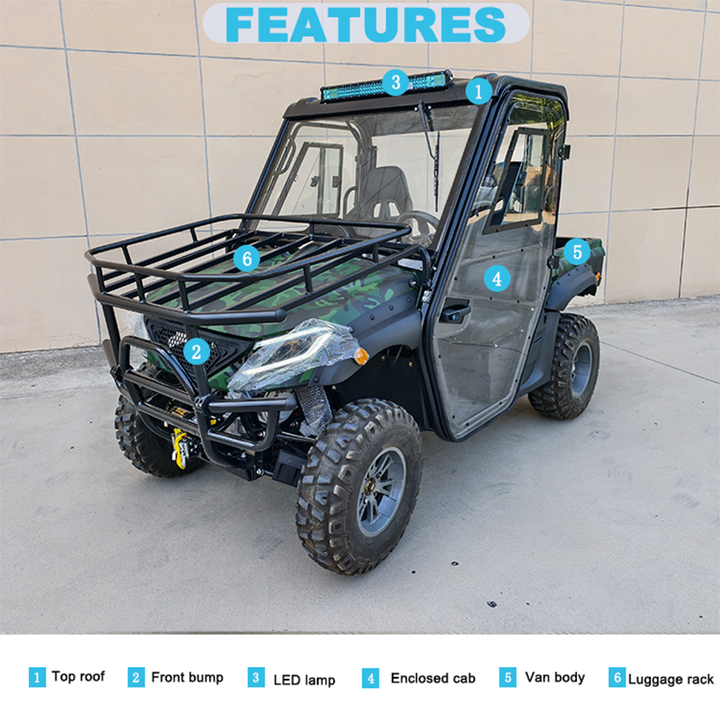 4WD Fully Enclosed Cab Electric UTV EEC Certified Environmentally ...