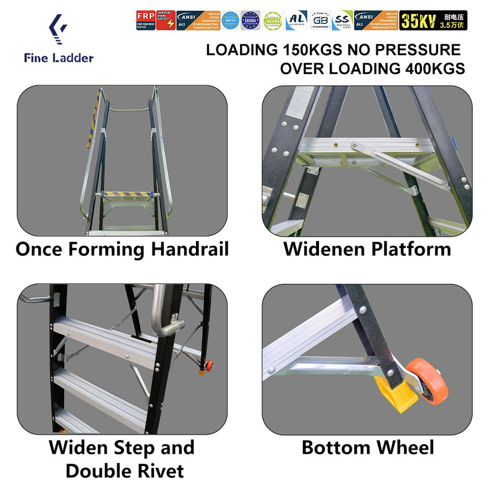 Industrial Fiberglass Insulated Ladders Portable Combination Structure ...