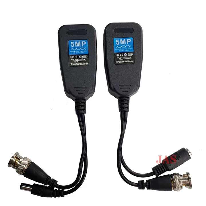 Escam 1 Pair (2pcs) Passive Cctv Coax Bnc Power Video Balun Transceiver Rj45 Bnc Male Cctv Video ...