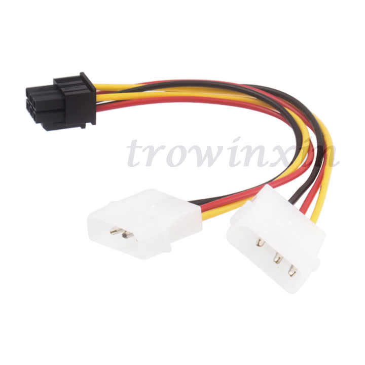 IDE Dual 4Pin to ATX 6Pin 12V Graphics Card Adapter Converter Cable 2 ...