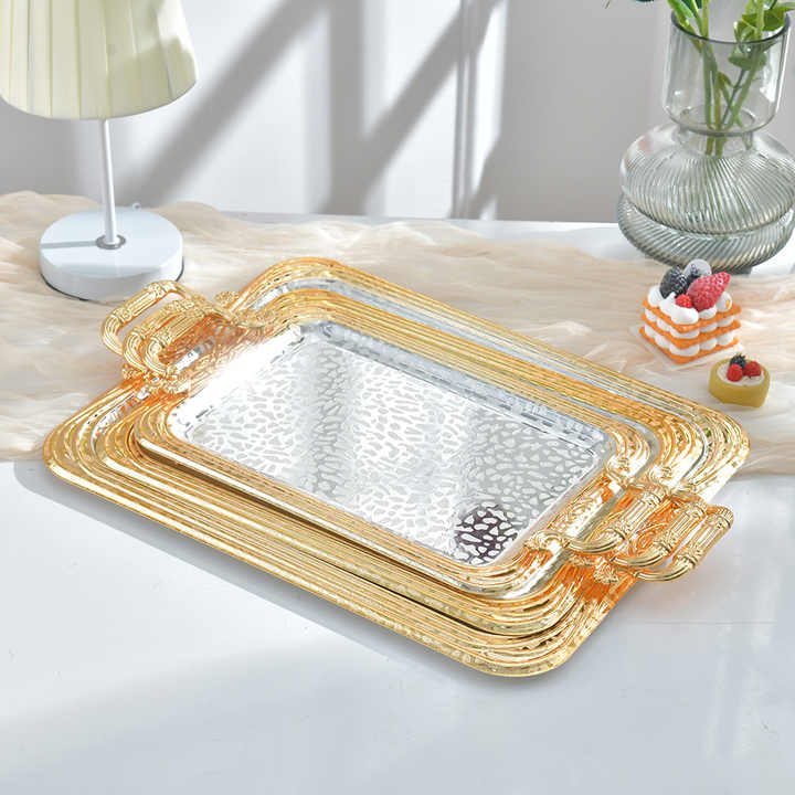 Luxury Metal Serving Tray Gold Plating Elegant Fruit Trays and Dishes ...