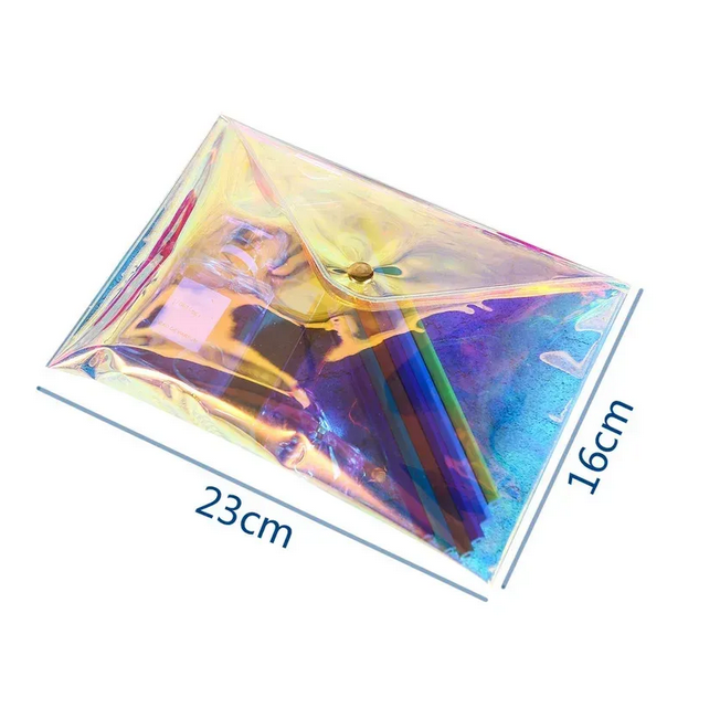 Holographic PVC EVA Envelope Shape Bag Transparent Pencil Pouch Cloth ...