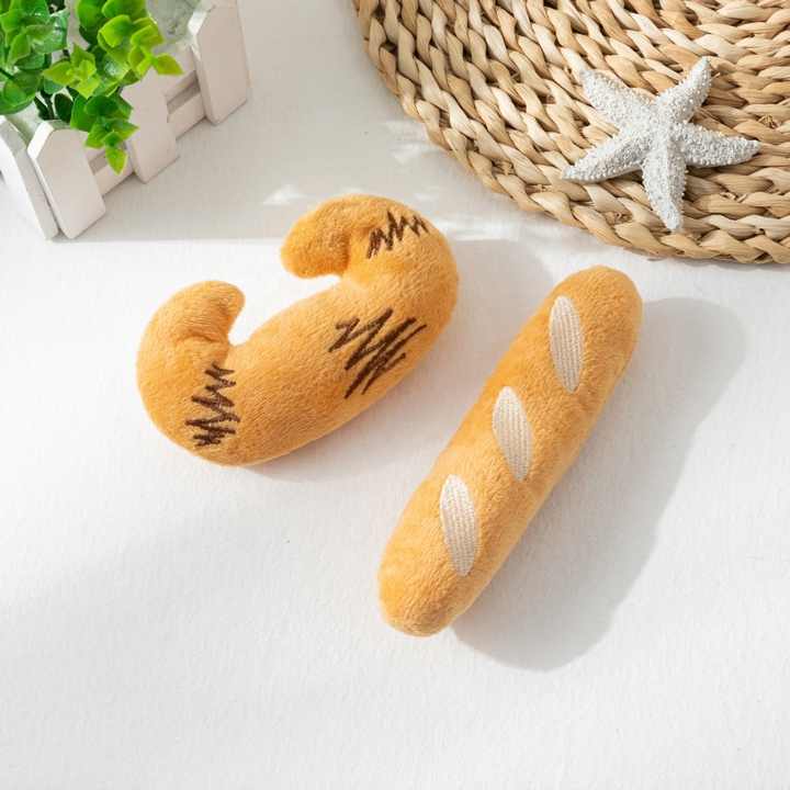 Cartoon Bread-Shaped Squeaky Pet Plush Toy Bite-Resistant BB Called ...