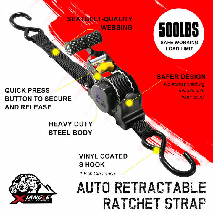 Automatic Ratchet Strap 25mm - 1500lbs Heavy Duty Tie Down