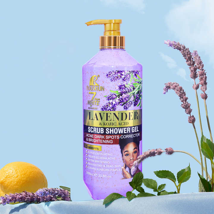 ROUSHUN Body Wash - Whitening Lavender Exfoliating Gel