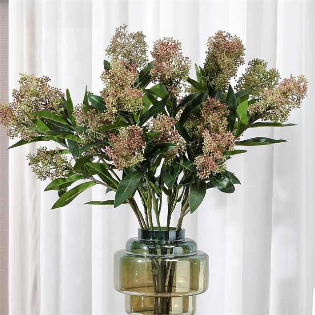 Real Touch Artificial Greenery - Skimmia Berry Branch