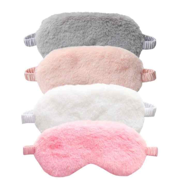 Wholesale Satin Faux Fur Sleep Mask Fluffy Soft Eye Cover For Travel Or ...