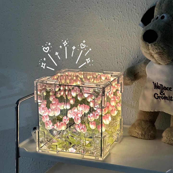 Handmade DIY Magic Cube Tulip Night Light Mother's Day Gift LED Tulip ...