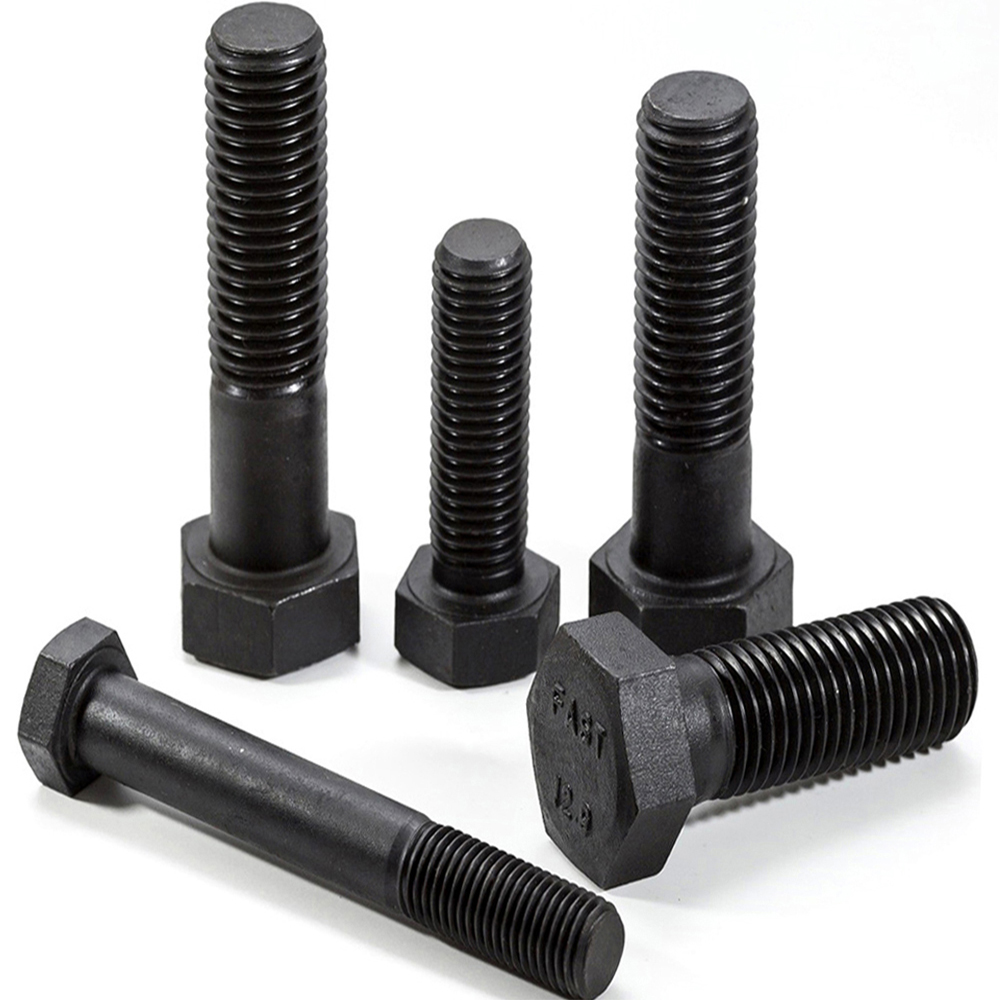 Black oxide M52 m26 m68 hex bolt class 10.9 m24 hexagonal head tensile bolt