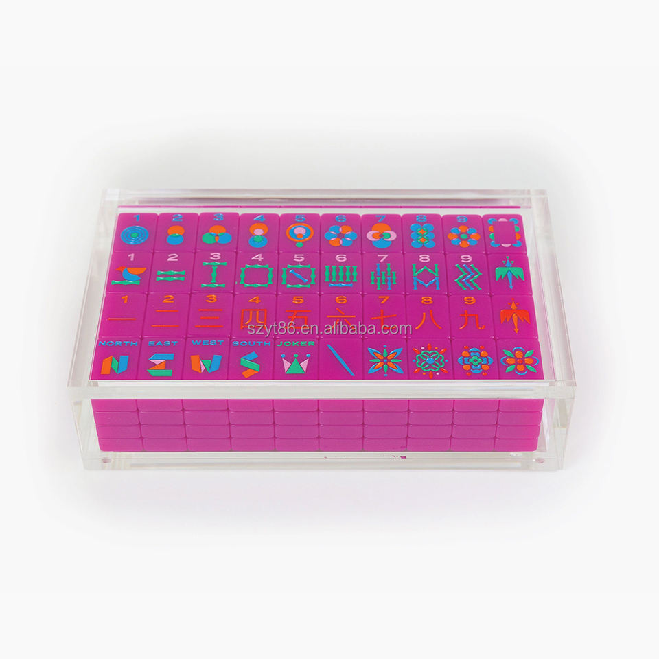 Custom Logo Hot Pink 160 Tiles Mah Jong Game Domino Chino