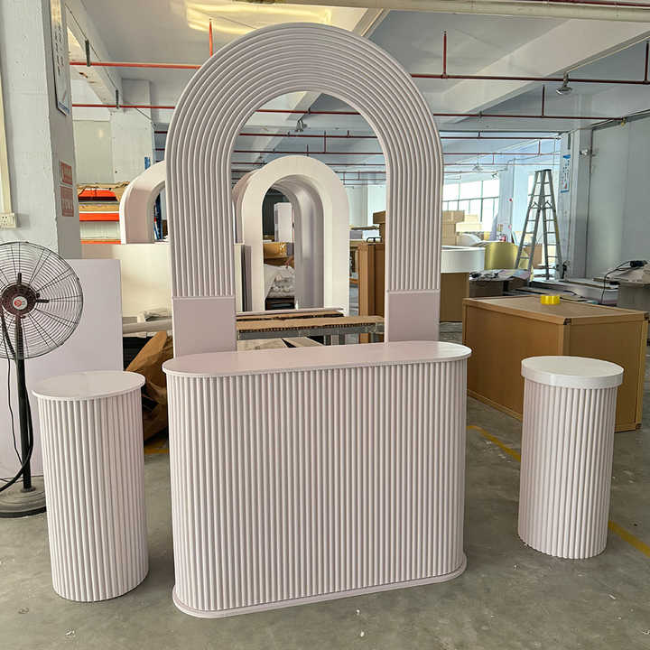 Modern White Pink Acrylic PVC Arched Backdrop for Events