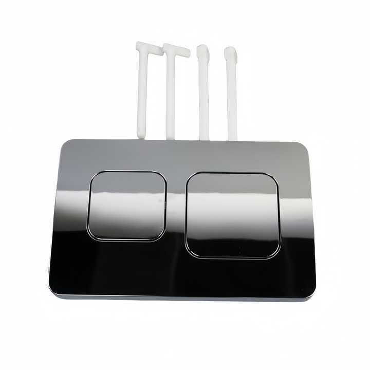 Dual Push Button In-Wall Cistern Panel Black and Mirrored Chrome Toilet ...