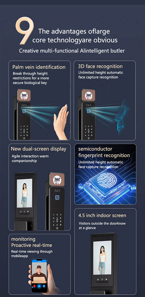 TYSH Digital Security Lock 3d Face Recgonistion Palm Vein Tuya Wifi ...