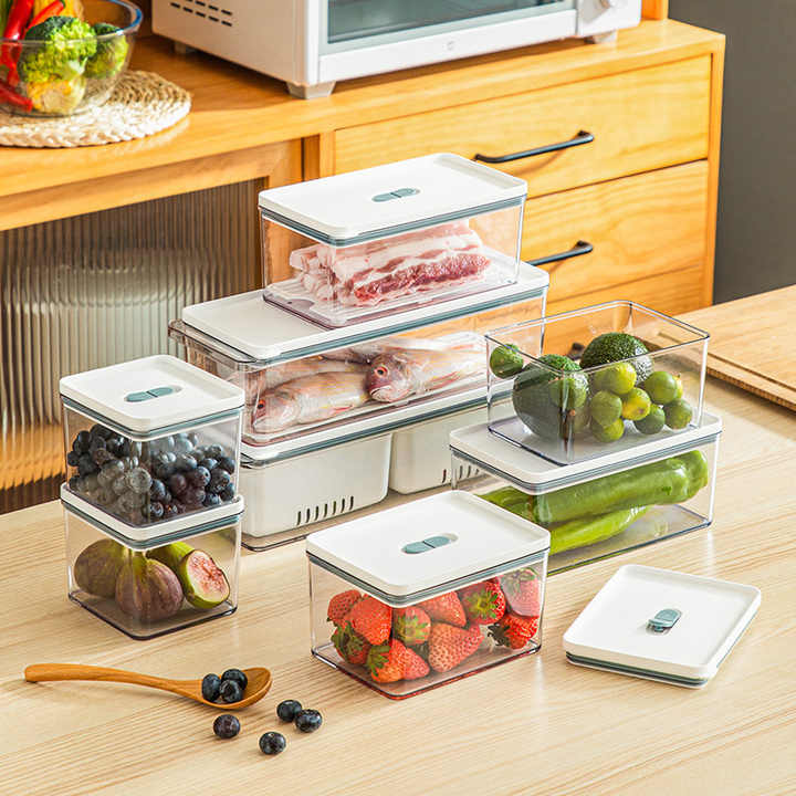 Fridge Kitchen Acrylic Clear Food Container Plastic Freezer ...