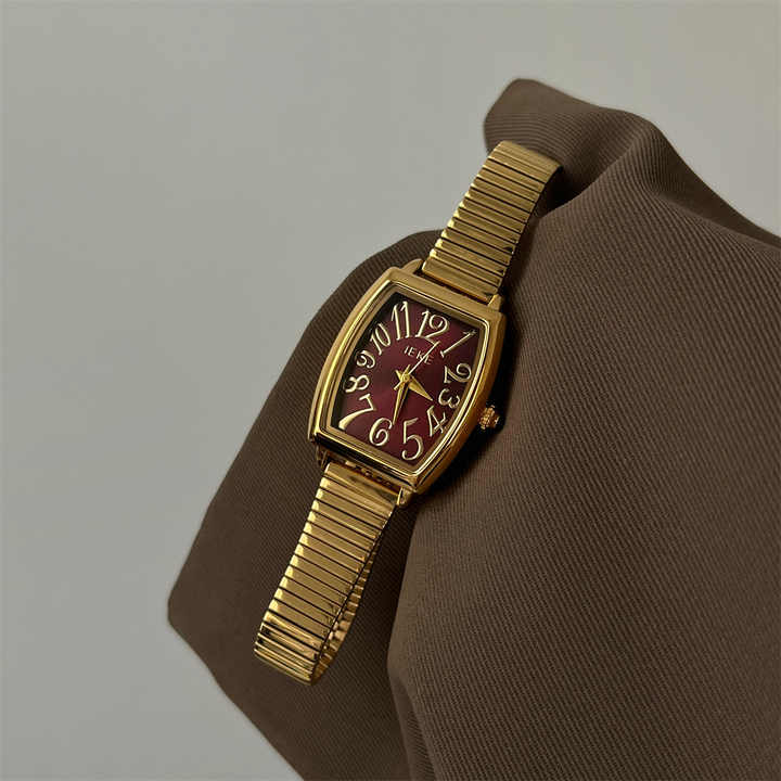 Simple Style Gold Plated Quartz Watch Women's Round Square Automatic ...