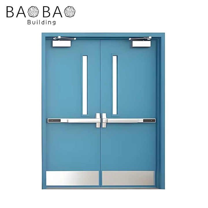Reliable Fire Protection Solution Blue Stainless Steel Fire Door with ...