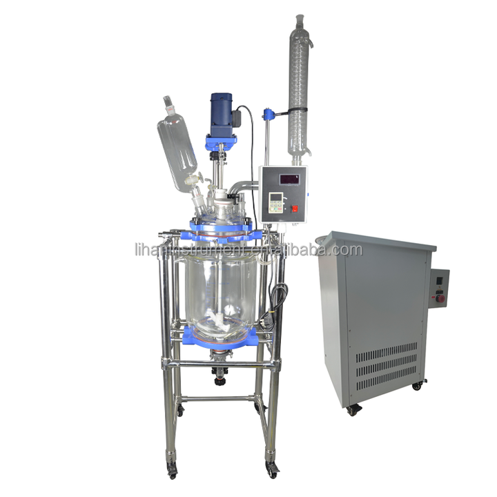 10l Jacketed Glass Reactor Series 20l Double Layer Glass Jacket Reactor ...