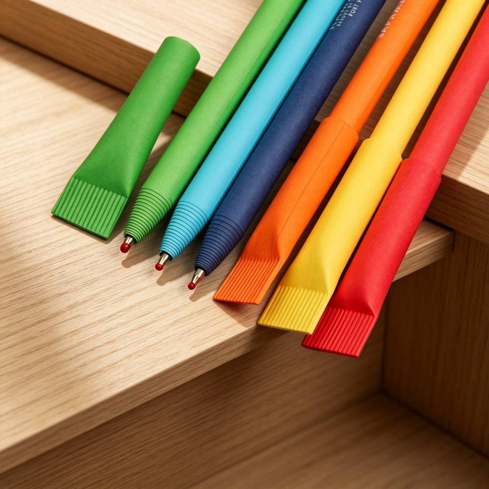 Eco-Friendly Kraft Paper Natural Paper Tube Ballpoint Pens Premium Gel ...