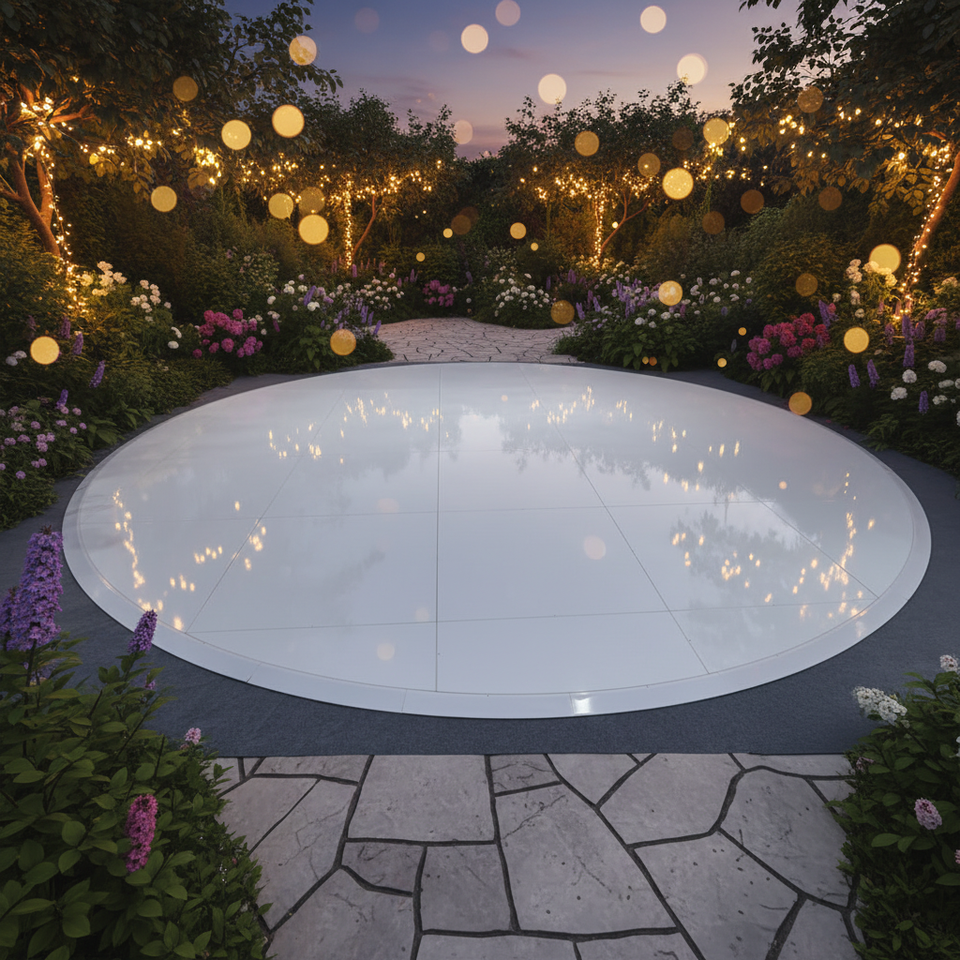 30ft X 30ft Professional Modern Round Dance Flooring White Shiny Finish ...