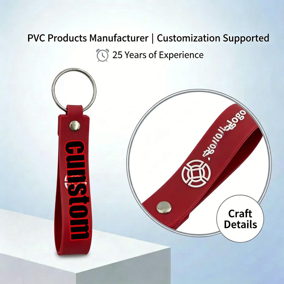 Trendy Eco-Friendly Custom Logo PVC Keychain Customizable Text Patterns ...