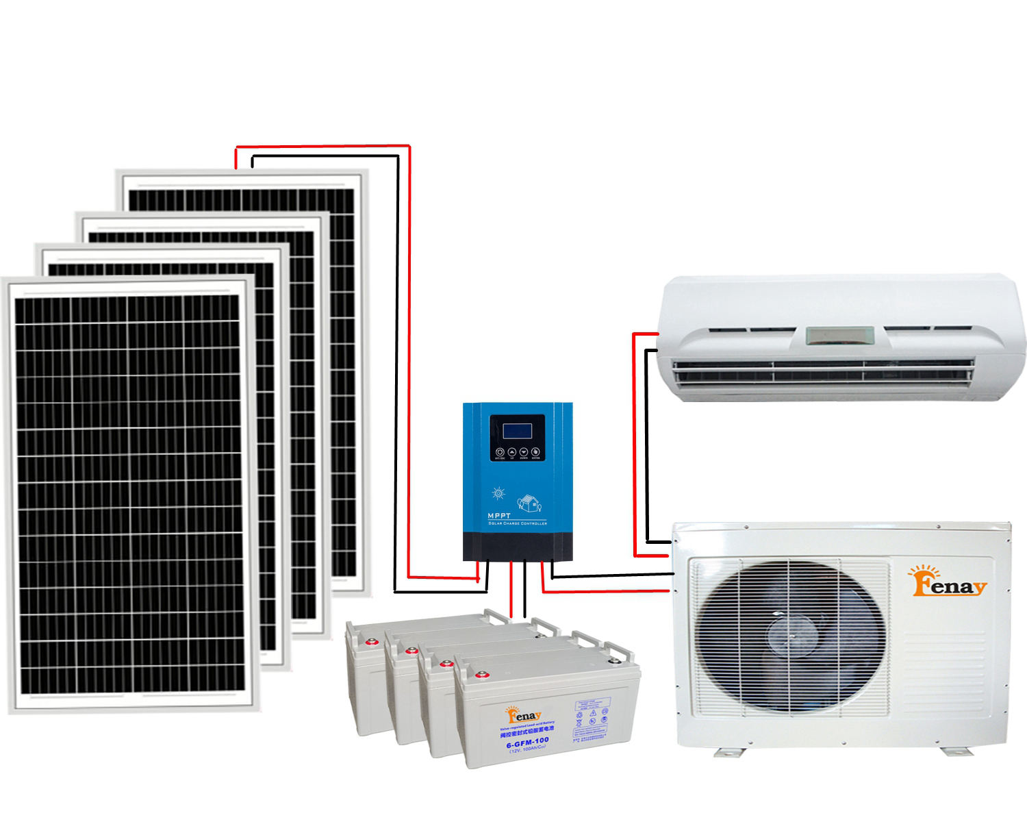 DC 100% Energy Saving Solar Panel Air Conditioner 48V Solar Split Air ...