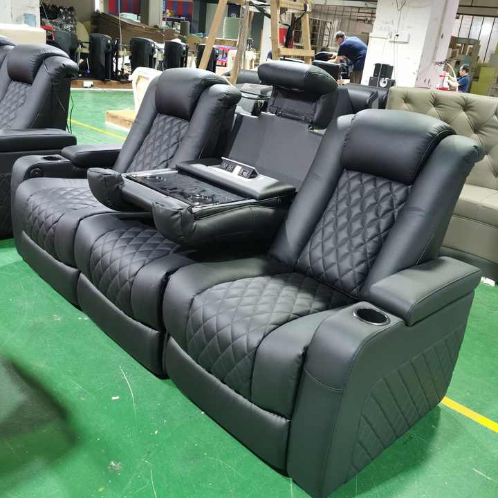 Modern Leather Home Theatre Sofa - Electric Recliner